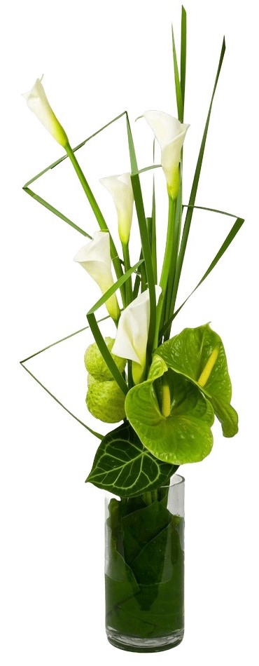Composition florale avec des arums : idées conseils et photos